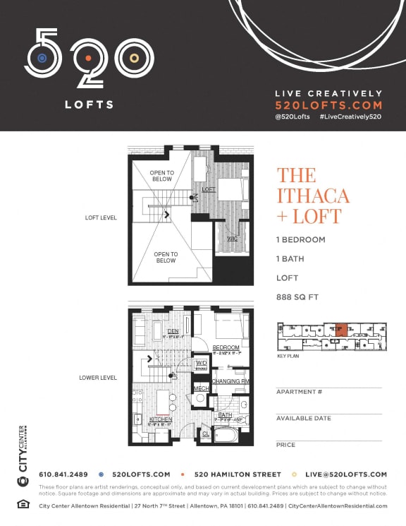 Studio, 1- & 2-Bedroom Apartments in Allentown, PA | 520 Lofts